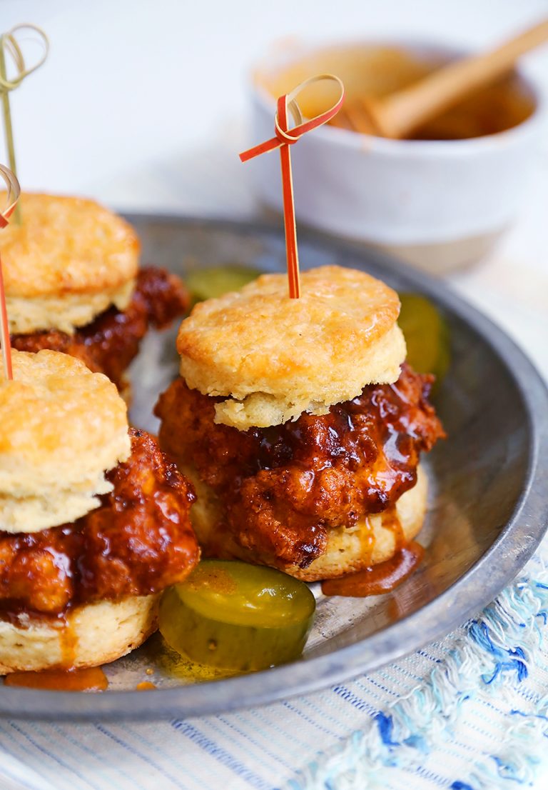 Hot Honey Chicken Biscuits - The Comfort of Cooking