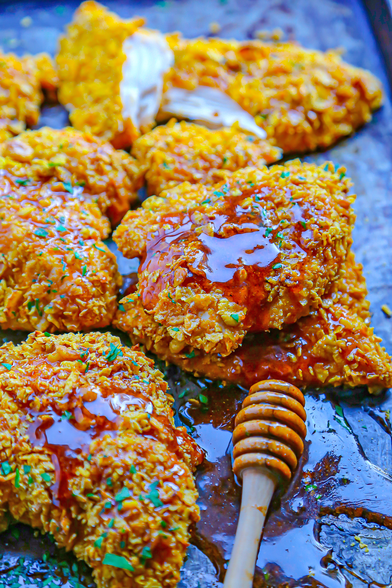 Baked Crunchy Chicken with Hot Honey - The Comfort of Cooking